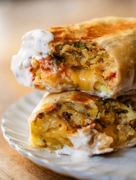 Sheet Pan Breakfast Burritos with Creamy Chipotle Sauce — Recipes